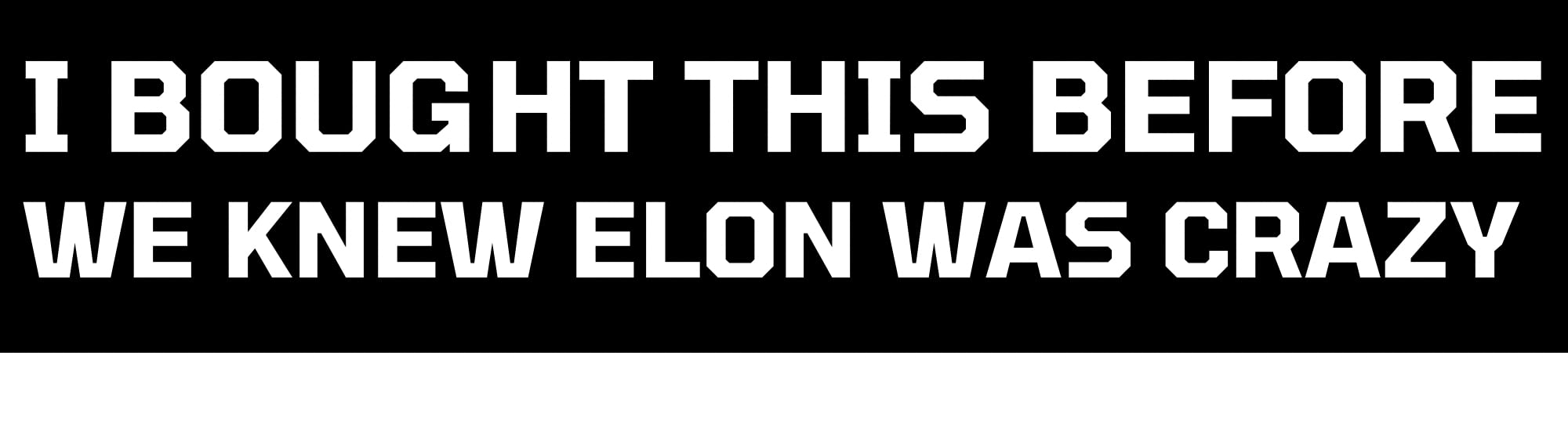Tesla Bumper Sticker - I Bought This Before We Knew Elon was Crazy! Original Viral Sticker Tesla Owner Regret Decal Accessories Elon Musk - Funny Bumper Sticker Elon Regret! Model X Y 3 S Vinyl