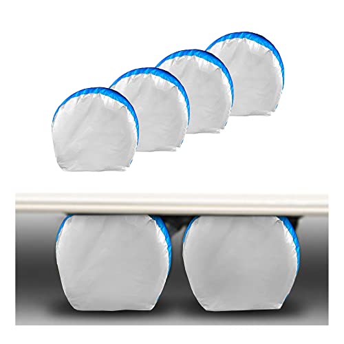 MORNYRAY Tire Covers 4 Pack,Waterproof Anti-UV Snow Sun Rain Tire Covers for Truck,RV, SUV, Trailer, Camper. (Silver, Fit 27-29 Inch Tire Diameters)