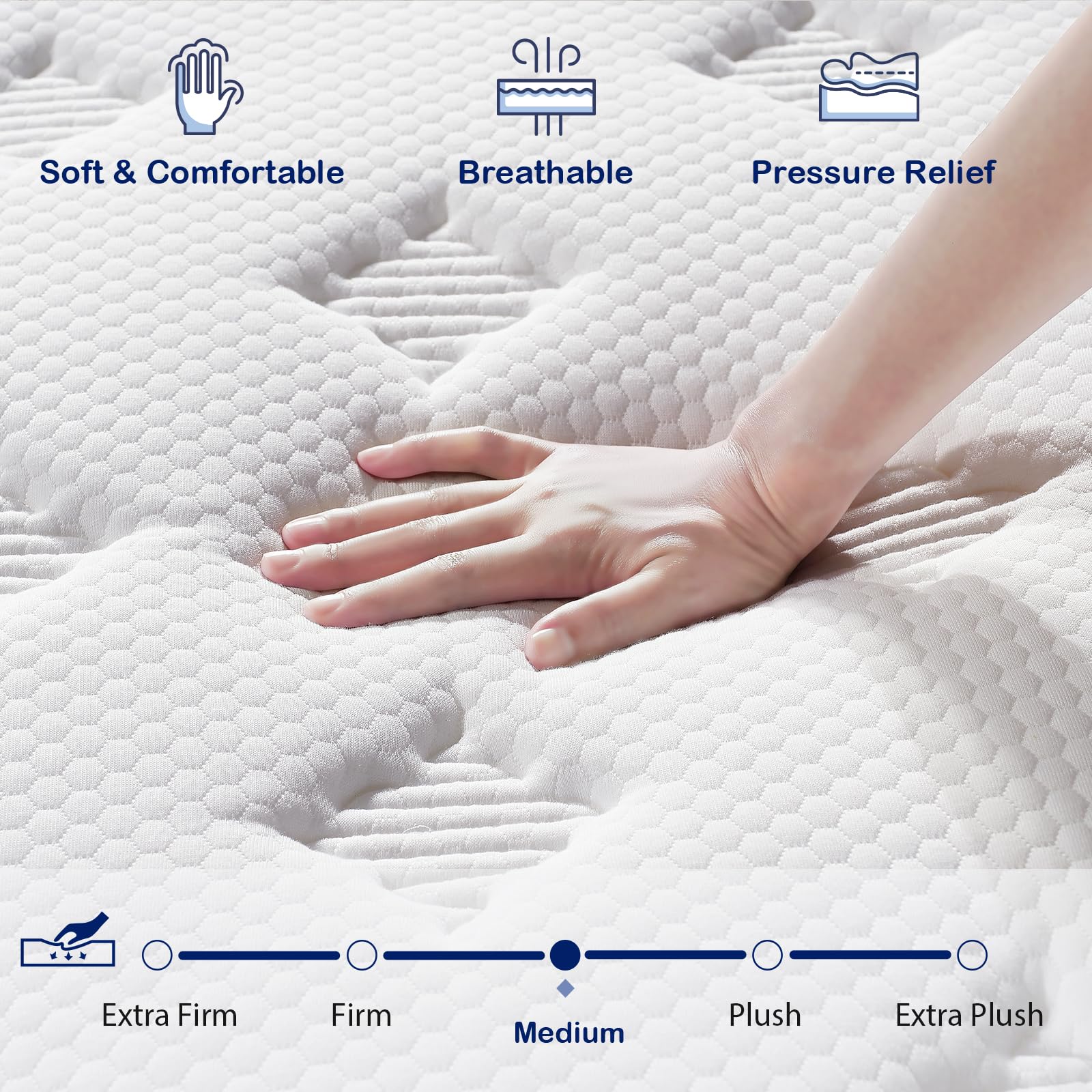 EEN EEN SLEEP Full Size Mattress - Upgrade Strengthen - 12 Inch Hybrid Full Mattress in a Box, Mattress Full Size with Memory Foam and Independent Pocket Springs, Strong Edge Support, Medium
