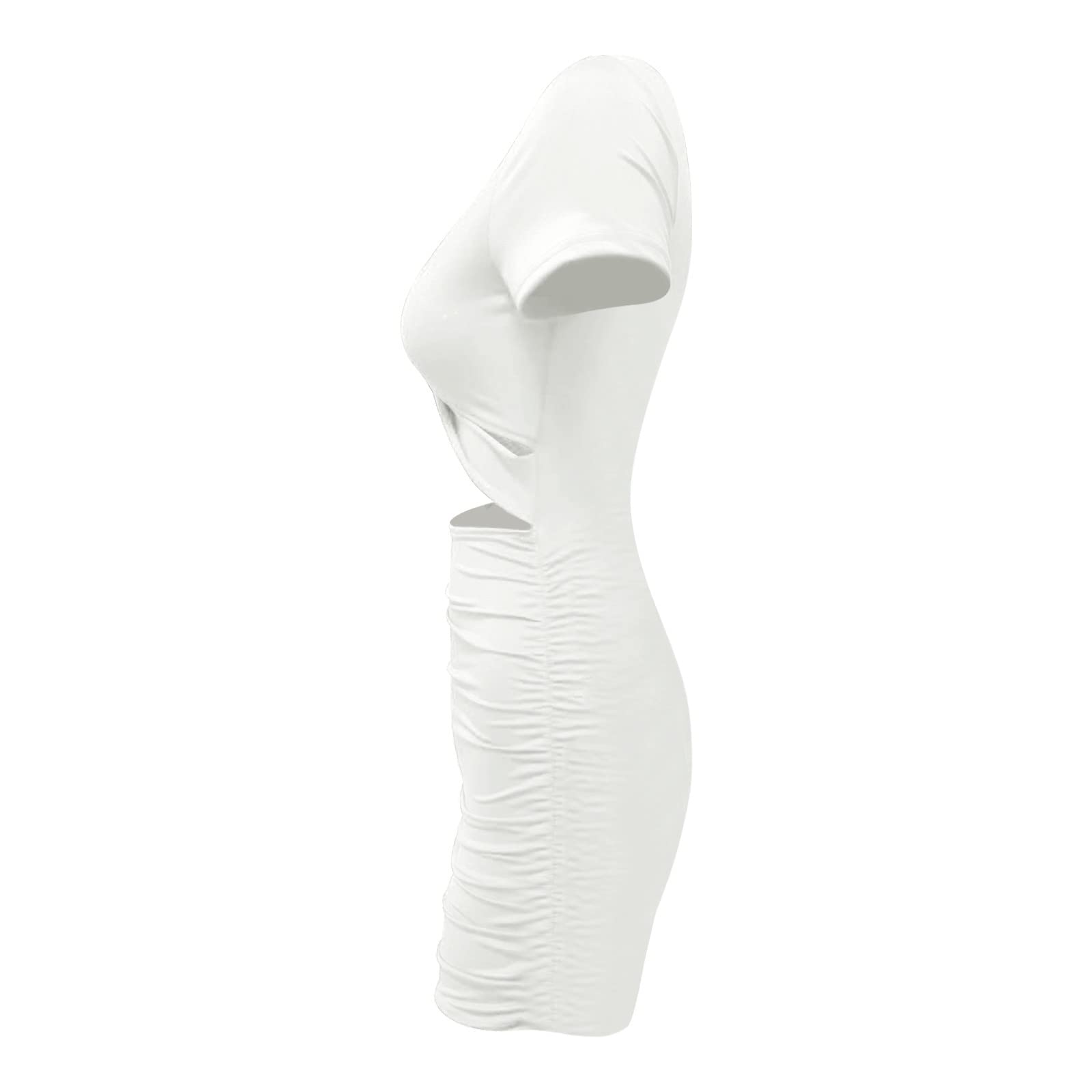 Guest Wedding Dresses for Women Women's Sexy Solid Color V Neck Open Waist Bag Hip Hollow Out Dress