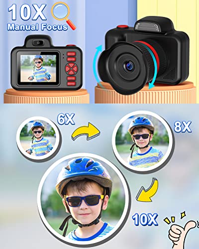 GREENKINDER Upgrade Kids Camera Christmas Birthday Gifts for Boys Girls Age 3-12, Children Digital Video Cameras with Flash, 2 Inch Screen Selfie Camcorder HD 1080P Video 32GB Black