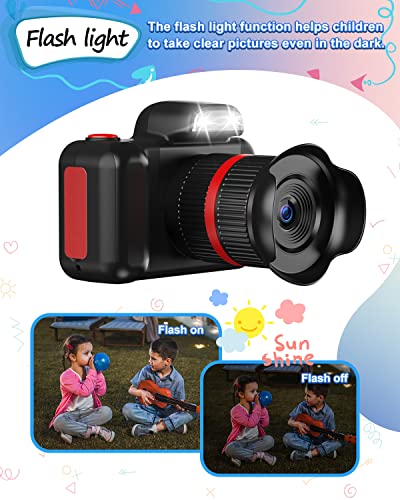 GREENKINDER Upgrade Kids Camera Christmas Birthday Gifts for Boys Girls Age 3-12, Children Digital Video Cameras with Flash, 2 Inch Screen Selfie Camcorder HD 1080P Video 32GB Black