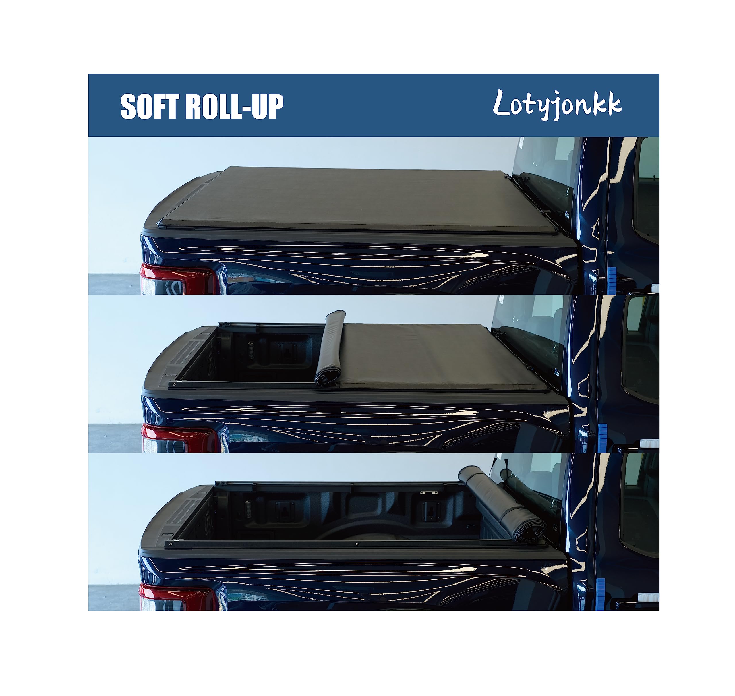 Lotyjonkk Soft Roll-up Truck Bed Tonneau Cover Compatible with 2016-2023 Toyota Tacoma SR5 Access cab 5'/60.5" Bed JG103