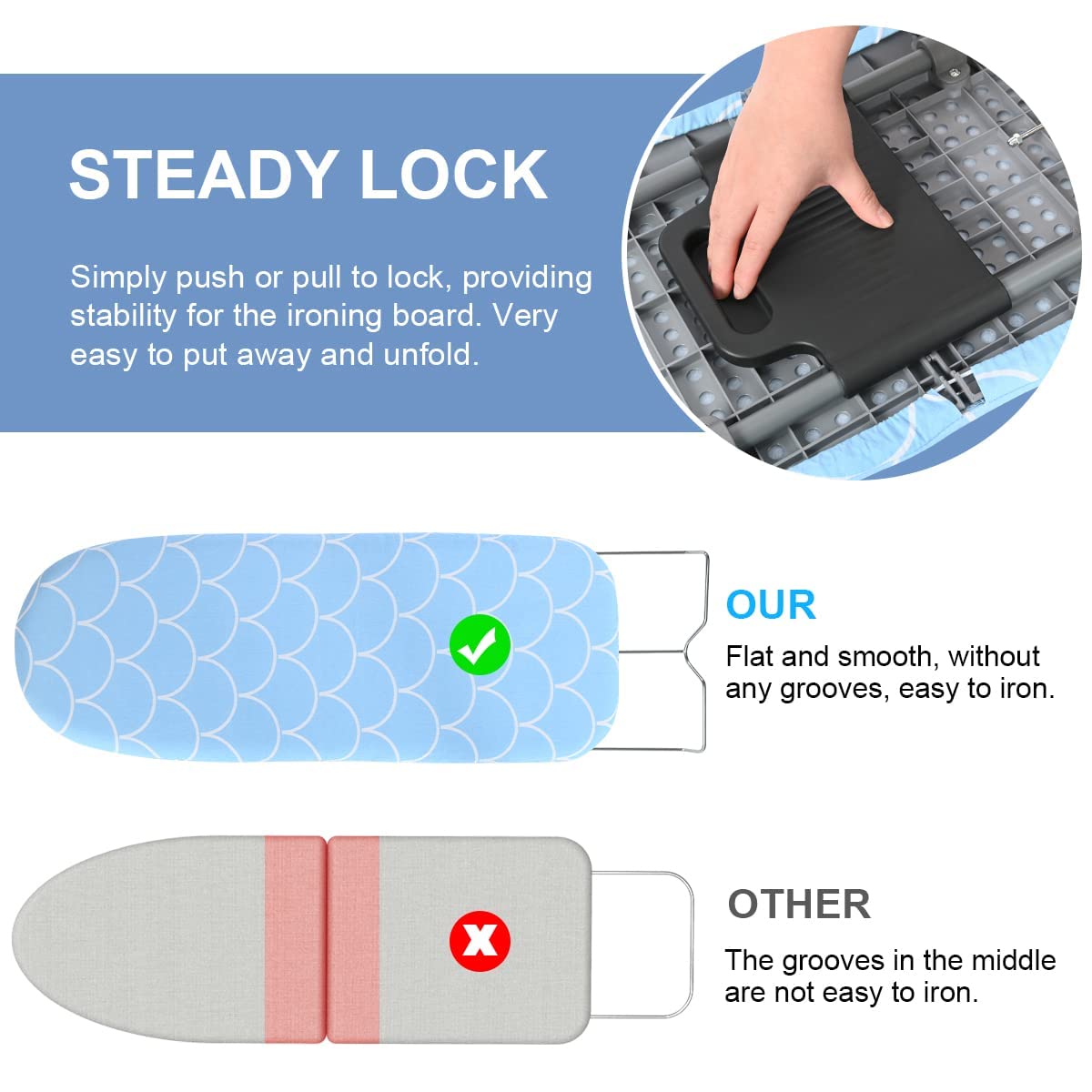 Foldable Ironing Board, Portable Iron Board with Iron Rest, Tabletop Small Ironing Board with 2 Heat Resistant Ironing Covers, Mini Ironing Board with Non-Slip Feet for Bathroom, Laundry Rooms, Dorms