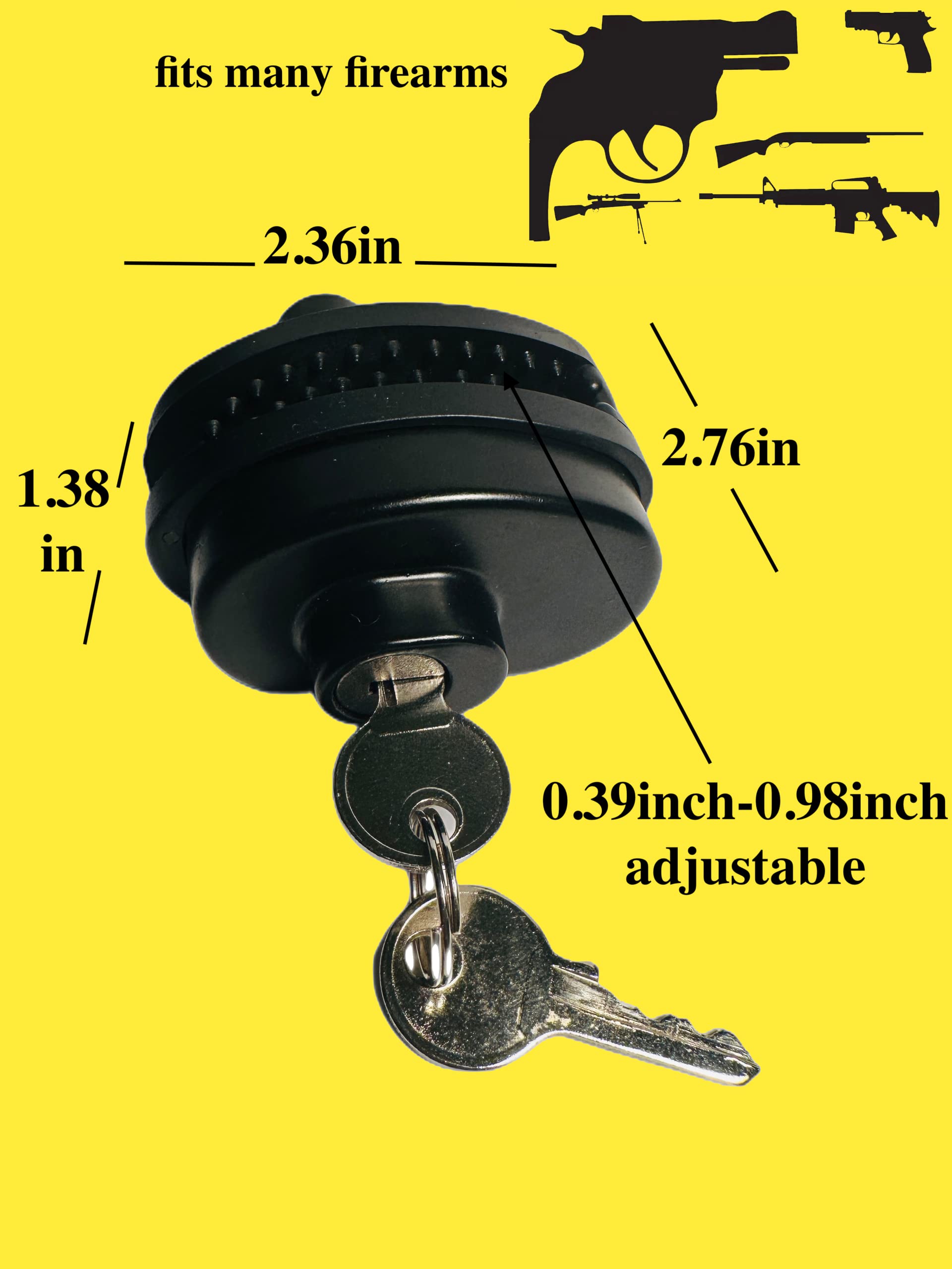 Lockforall Gun Trigger Lock with Keys, Keyed Alike Universal Trigger Gun Locks Easy-Carry 1 Key Lock for BB Gun, Rifles, Shotgun, Handgun, Pistol (Black*5)