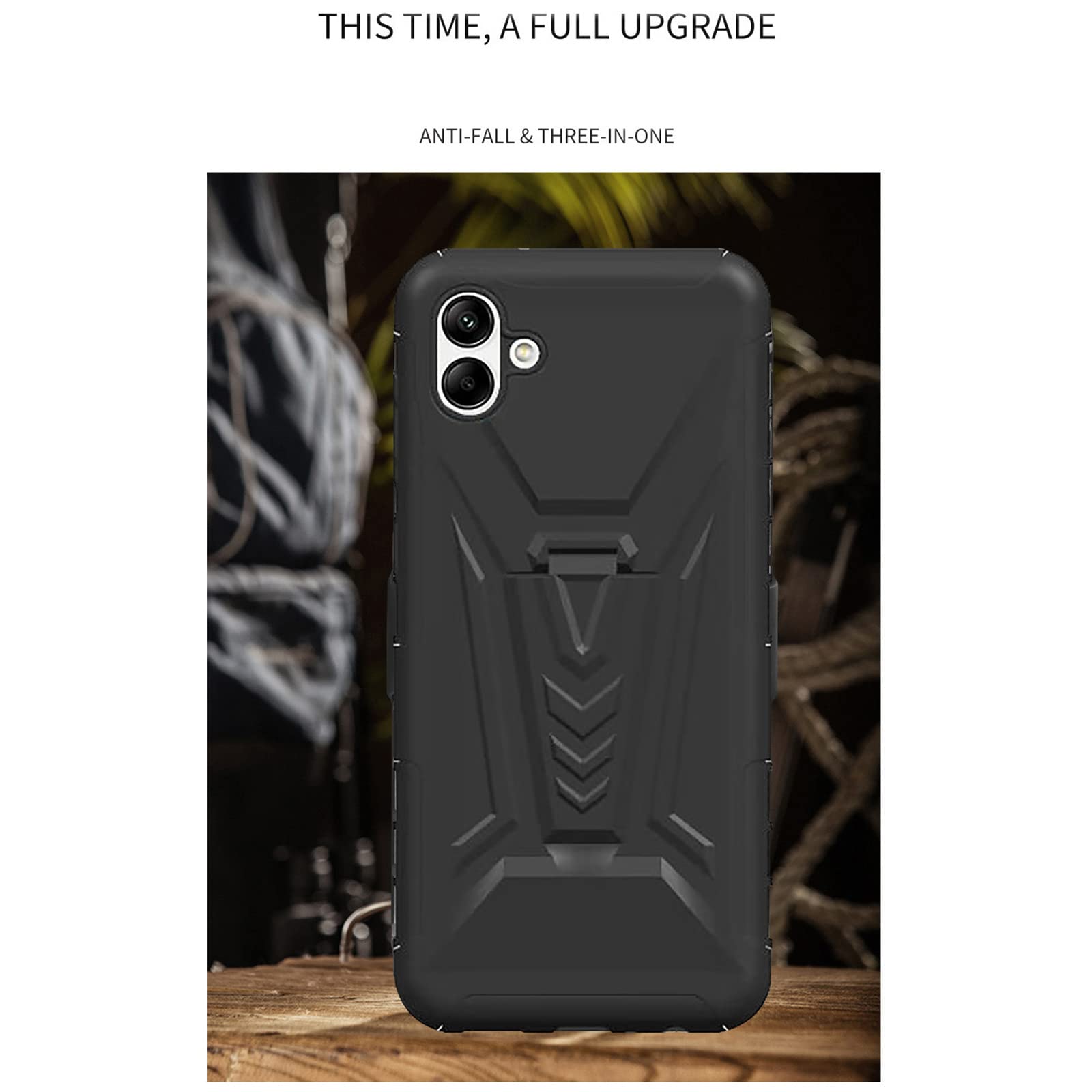 YSNZAQ Swivel Belt Clip Case for Samsung Galaxy A04, Heavy Duty Shockproof Protective Phone Cover with Built-in Kickstand for Samsung Galaxy A04 JG Black Black
