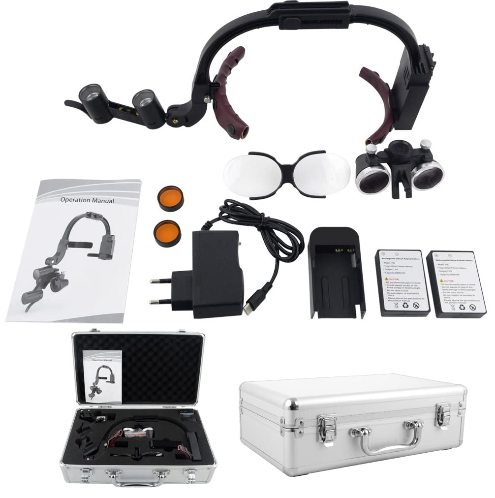 jiabaoyu New Advanced High Performance 3.5X Binocular Loupes Glasses Magnifier with Light Lamp, Adjustable Brightness and Distance, Easy to Mount, High Precision and Good Reliability