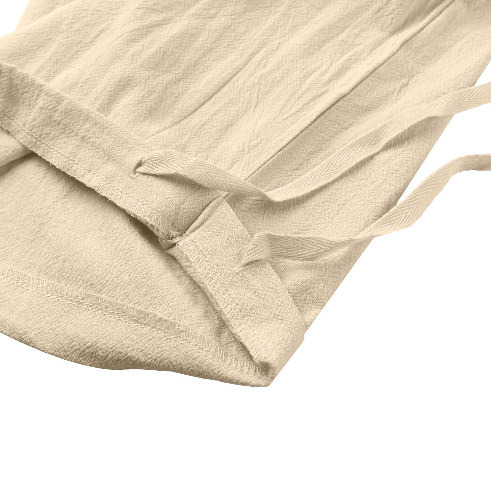 LVCBL Mens 3/4 Linen Capri Pants Elastic Waist Casual Loose Baggy Harem Pants Khaki M