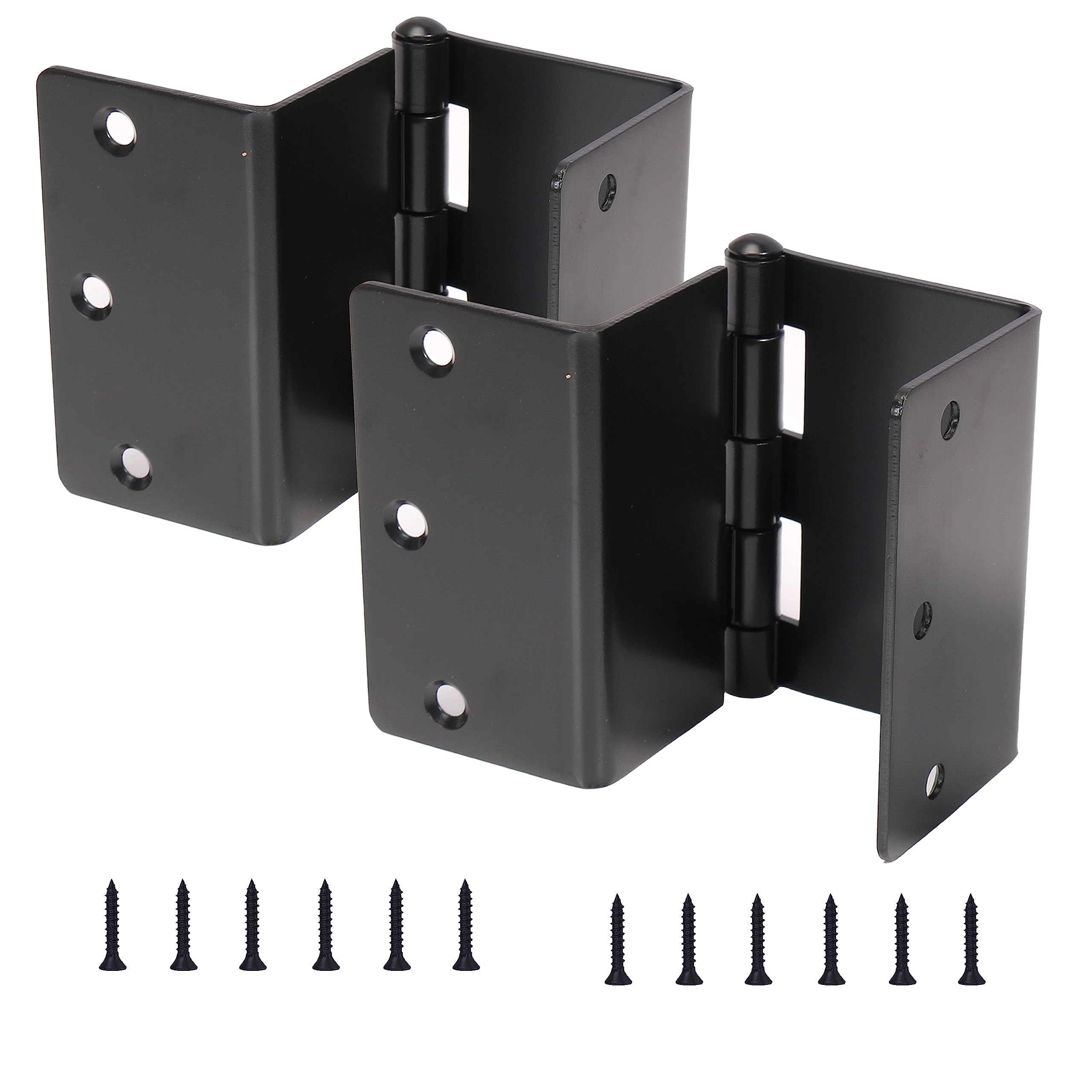 2-Pack Heavy Duty Expandable Door Hinges 3.5 inch Offset Hinges SPCC Black Matte Finish Thickned 1/4'' Radius Corner with 12 Screws, for Doors Interior Swing Out Hinge with Holes Handicap Door Hinge