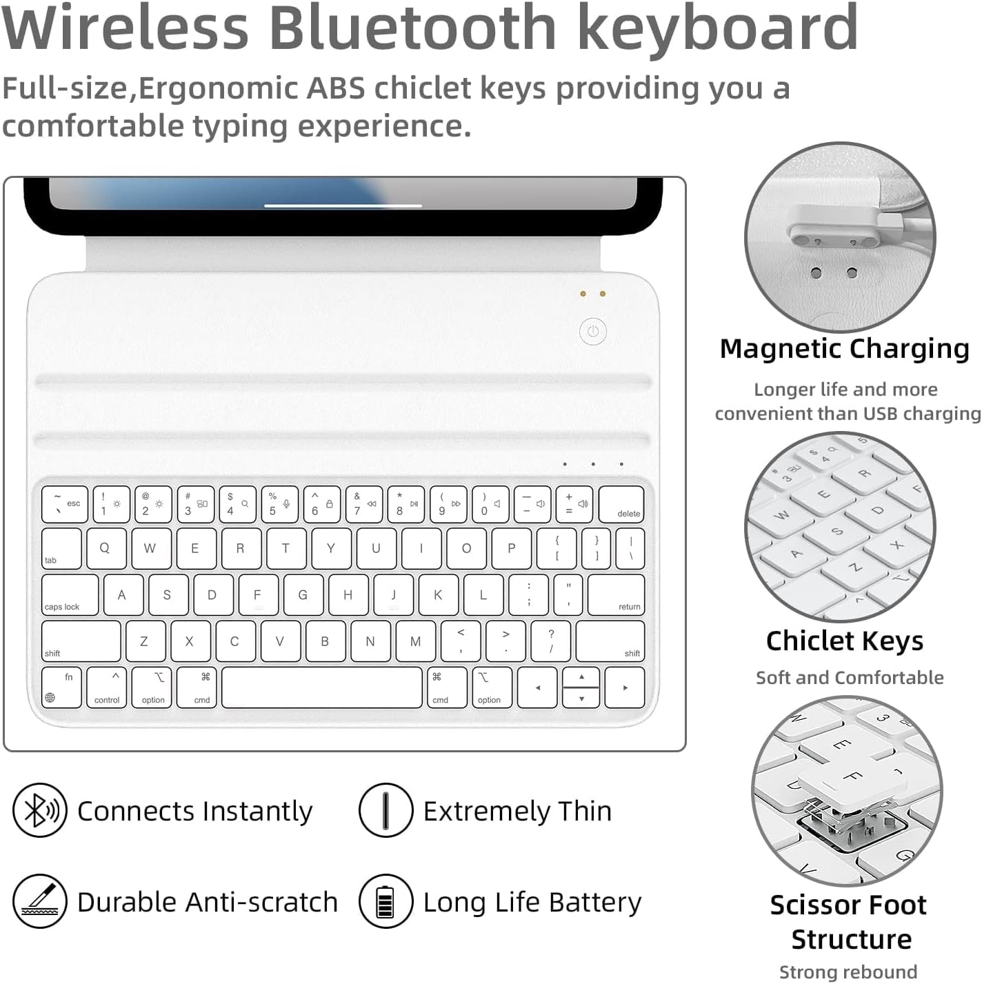 HOU keyboard Case for iPad 10th Generation/iPad 11th Generation 11 inch A16 2025 โ Smart Folio, Ultra Slim, Magnetic Charging, Adjustable Angle