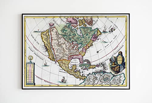 MG Global Old Map Poster of 1699 map of America Borealis | 11x17 12x18 16x24 24x36 Historical Unframed Print Wall Art for Gift | Vintage Antique Rustic Home Office Decor