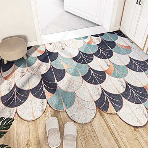 THRILRUG Durable Outdoor Door Mat 35"x23",Non-Slip Absorbent Welcome Mat Resist Dirt Entrance Rug,Low-Profile Front Door Mat Outdoor for Back Door Inside Floor Rugs for Entryway-Green Trellis