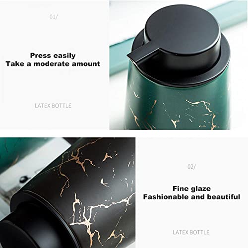 Beuway 12Oz Foam Hand Soap Dispenser,Ceramic Lotion Hand Soap Dispenser Countertop Foaming Soap Dispenser for Kitchen or Bathroom (Marbling green)