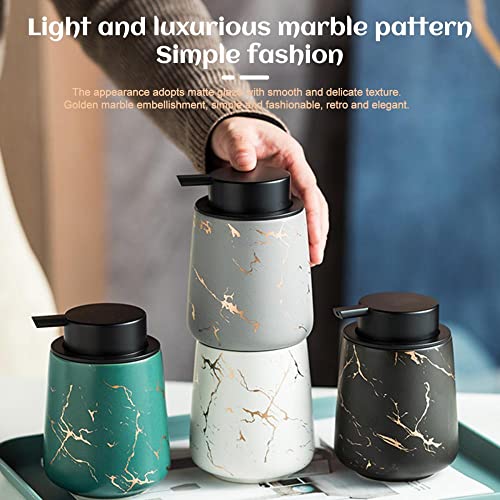 Beuway 12Oz Foam Hand Soap Dispenser,Ceramic Lotion Hand Soap Dispenser Countertop Foaming Soap Dispenser for Kitchen or Bathroom (Marbling green)
