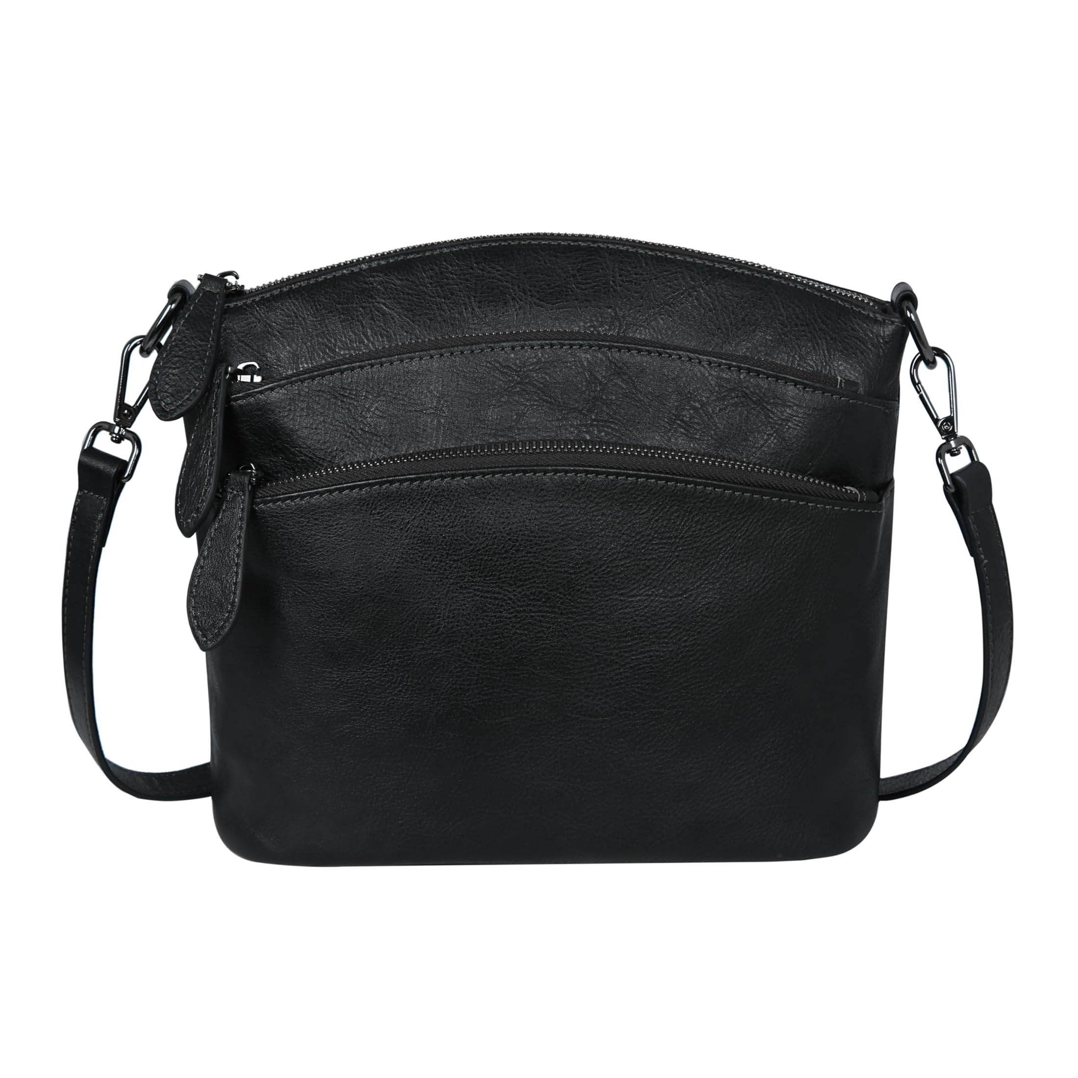 HESHE Crossbody Purses for Women Genuine Leather Purses and Handbags Designer Satchel Purses with Multi-Pockets Vintage Small Shoulder Bags Ladies Hobo Bag (Black)