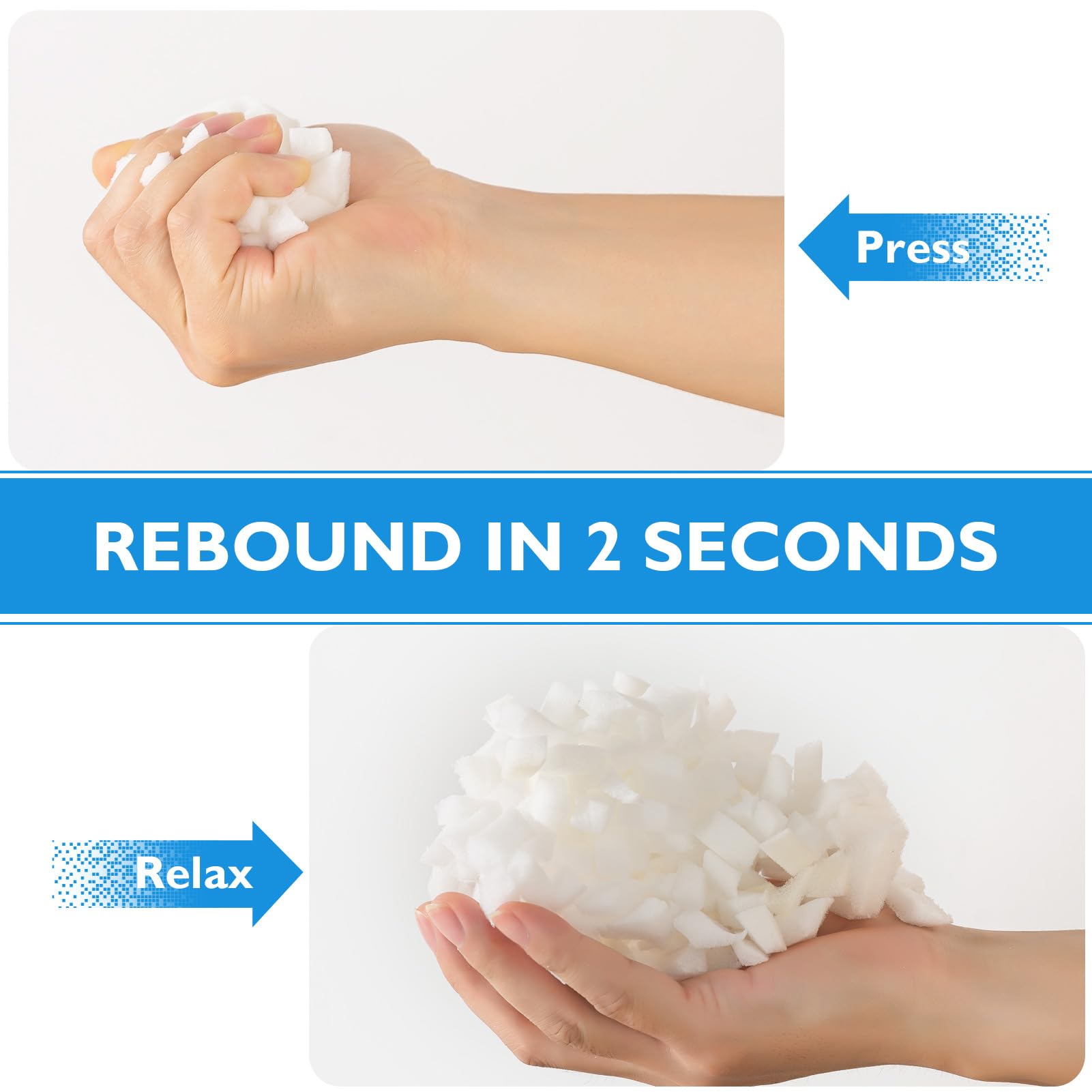 WhatsBedding 10 lbs Bean Bag Filler - Shredded Memory Foam Filling - Premium Bean Bag Chairs Filler for Cushion - Convenient Pillow Stuffing Foam Refill(10 Pounds)