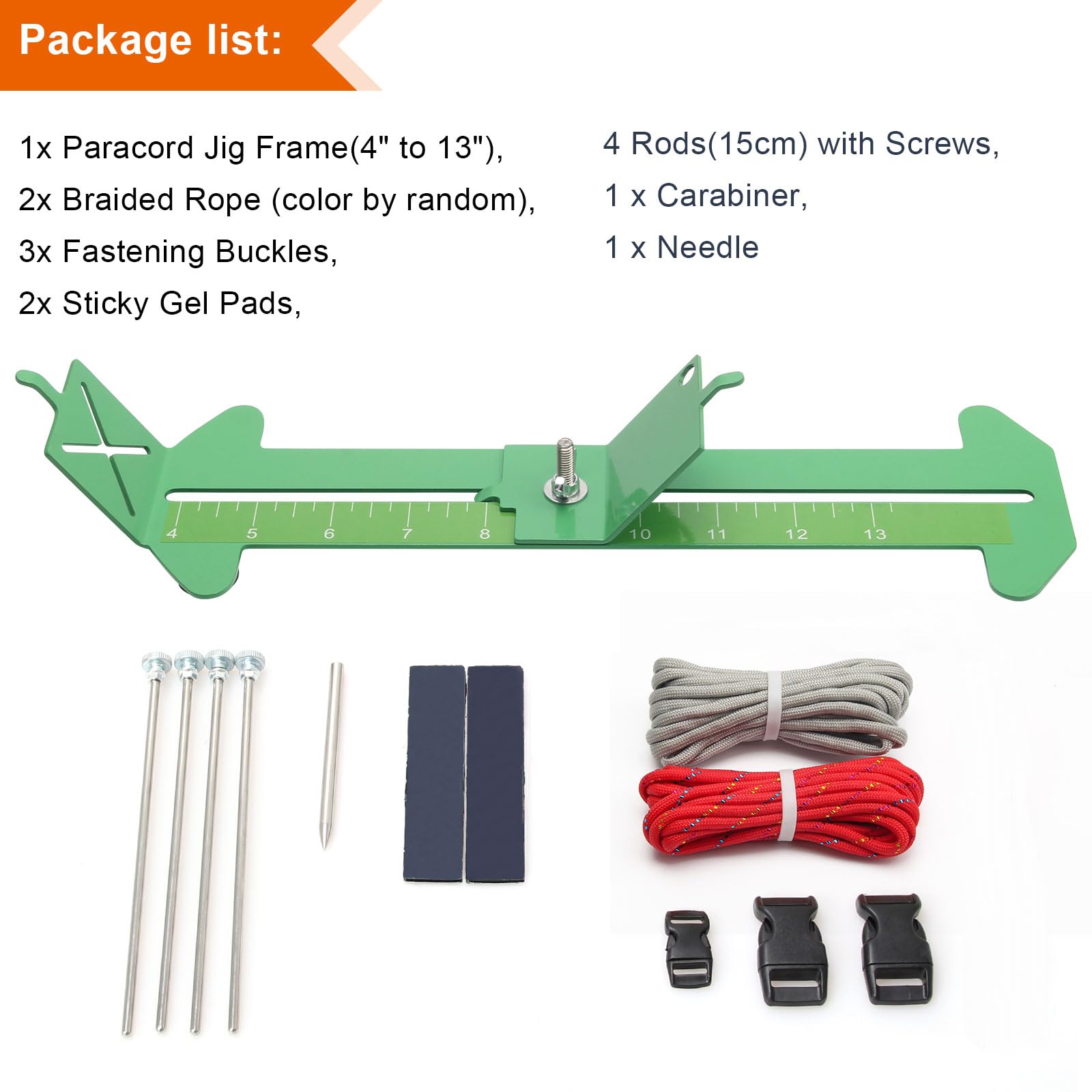 Catcan 2 in 1 Paracord Bracelet Jig, Paracord Bracelet Making Kit, Adjustable Length DIY Craft Monkey Fist Jig Tools 4" to 13" with Free Cord and Buckles