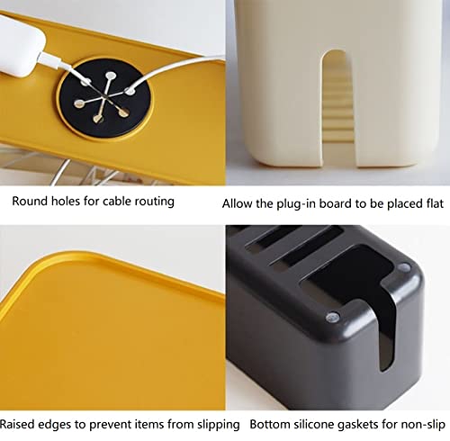 BUYSK Cable Management Box, Cord Organizer Box for Power Strip to Hide Cables on Desk or Floor, Made of Safe ABS Material Wires Keeper Holder (Off White)