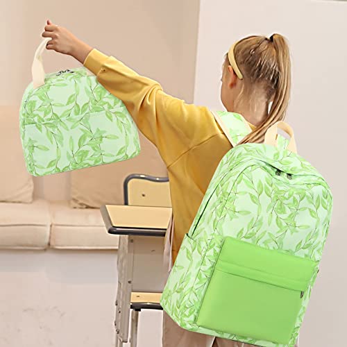 LEDAOU Backpack for Girls School Bag Kids Bookbag Teen Backpack Set Daypack with Lunch Bag and Pencil Case (Green)