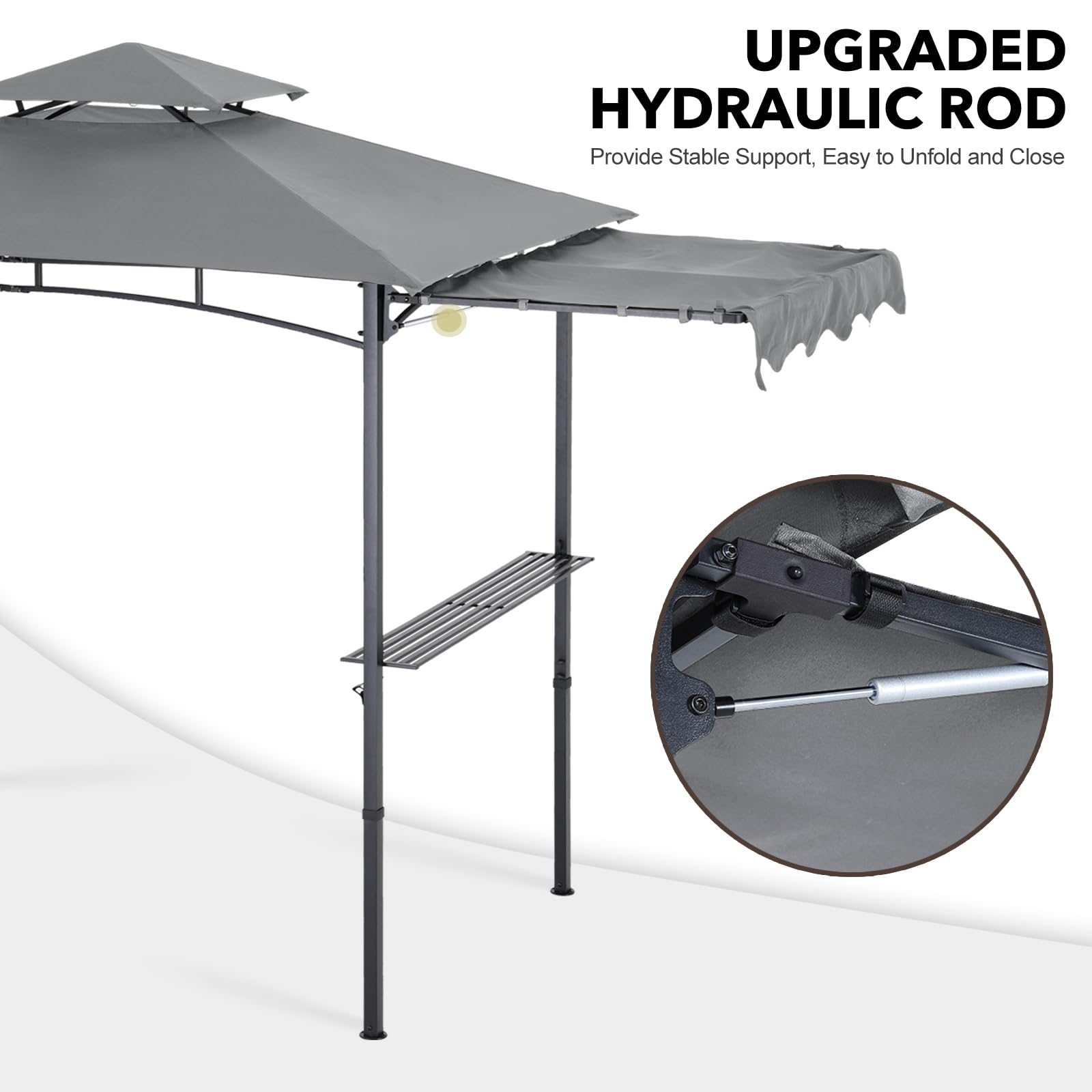 Grill BBQ Gazebo Canopy for Outdoor Grill, 5x11 Outdoor Patio Grilling Gazebo with Awning Supported by Upgraded Hydraulic Rod for Backyard and Deck by OUTDOOR WIND, Gray