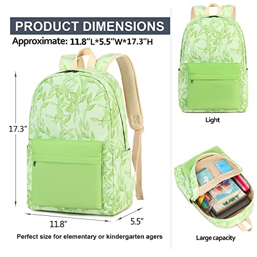 LEDAOU Backpack for Girls School Bag Kids Bookbag Teen Backpack Set Daypack with Lunch Bag and Pencil Case (Green)