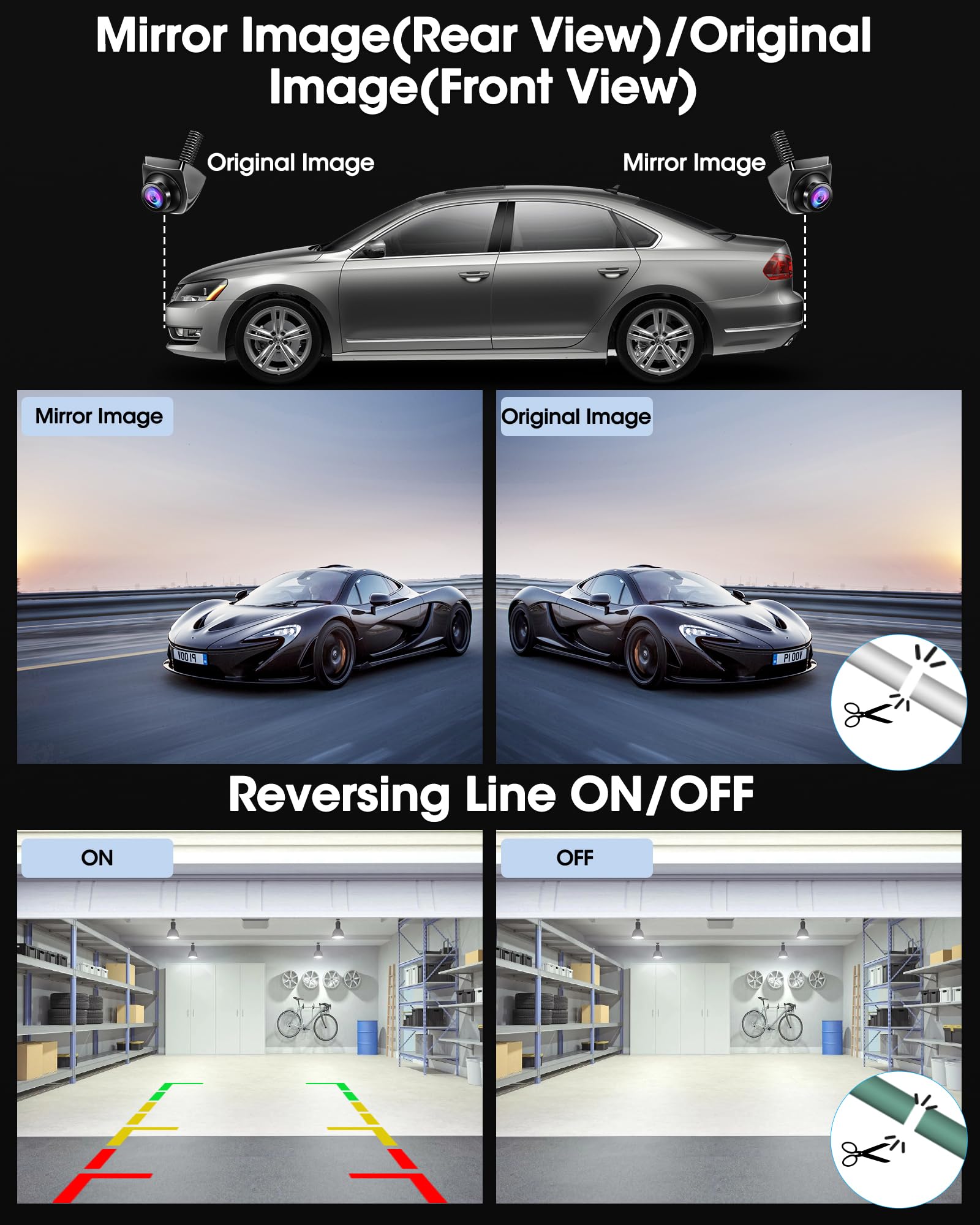 【360°Rotatable】 AHD 1080P Backup Camera for Car Truck Back Up Camera for Cars RV Front Rear View Reverse Camera Super Night Vision IP69K Waterproof Parking Assist Universal 170° Wide Angle12V-24V