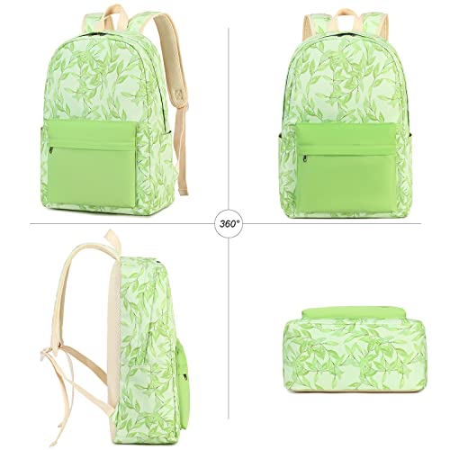 LEDAOU Backpack for Girls School Bag Kids Bookbag Teen Backpack Set Daypack with Lunch Bag and Pencil Case (Green)