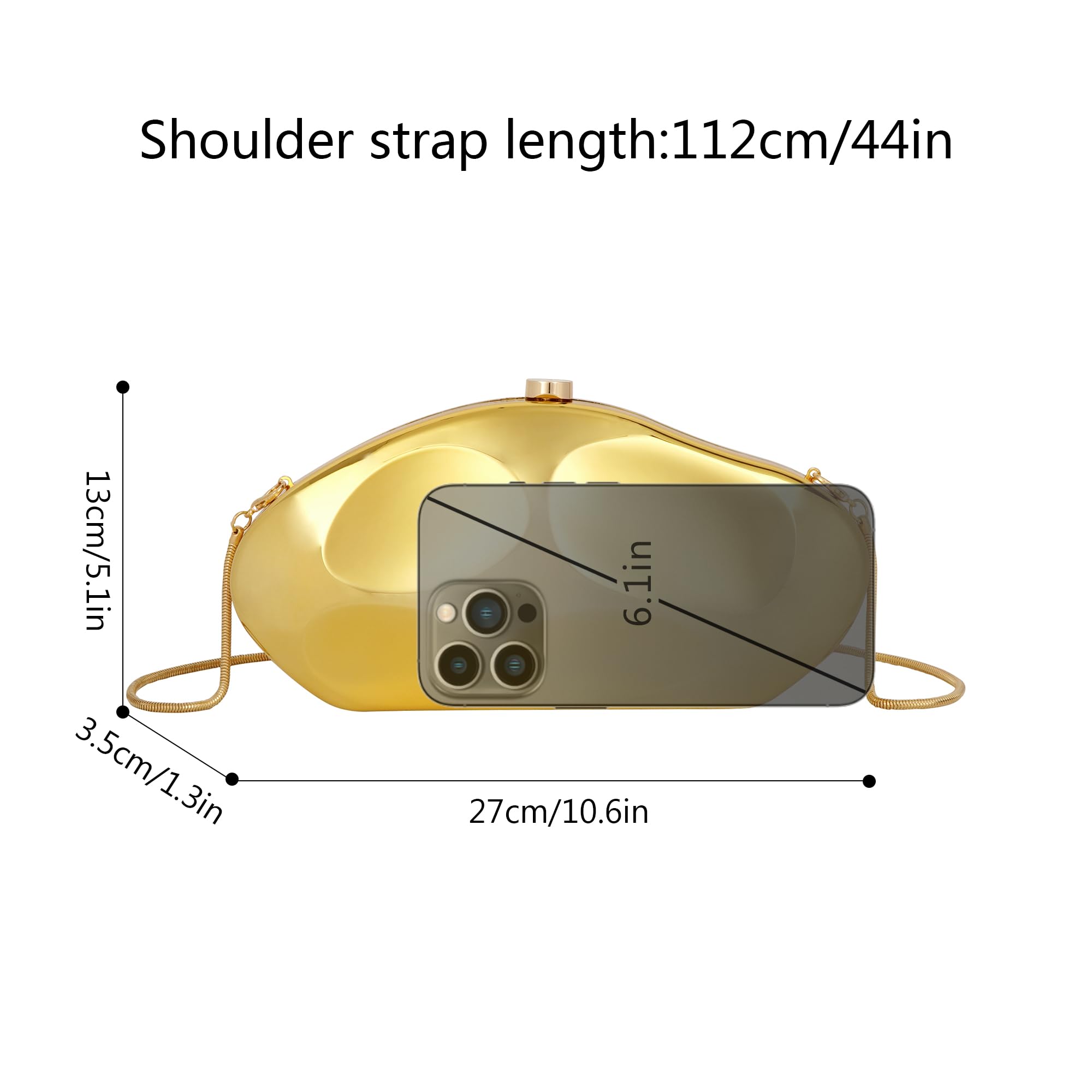 Zeph Hosea Women Seashell Shaped Evening Bag Purse Chain Strap Shoulder Bag Crossbody Bag, Gold