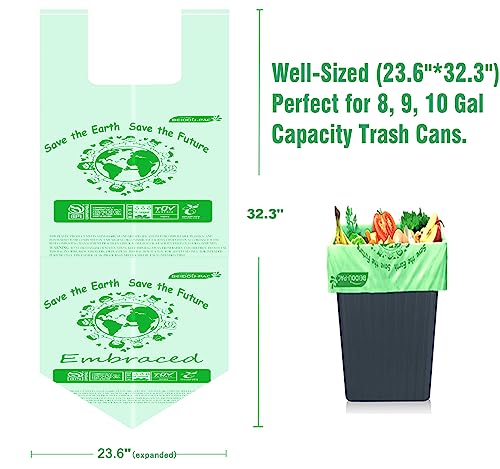 BEIDOU-PAC 8-10 Gallon Compostable Trash Bags, 40 Count, Compost Bags Kitchen Trash Bags with Handle, Sturdy Biodegradable Garbage Bags Food Scrap Waste Bags, ASTM D6400, US BPI Certified