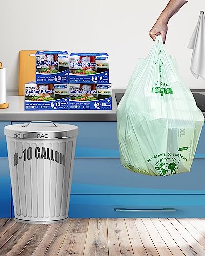 BEIDOU-PAC 8-10 Gallon Compostable Trash Bags, 40 Count, Compost Bags Kitchen Trash Bags with Handle, Sturdy Biodegradable Garbage Bags Food Scrap Waste Bags, ASTM D6400, US BPI Certified