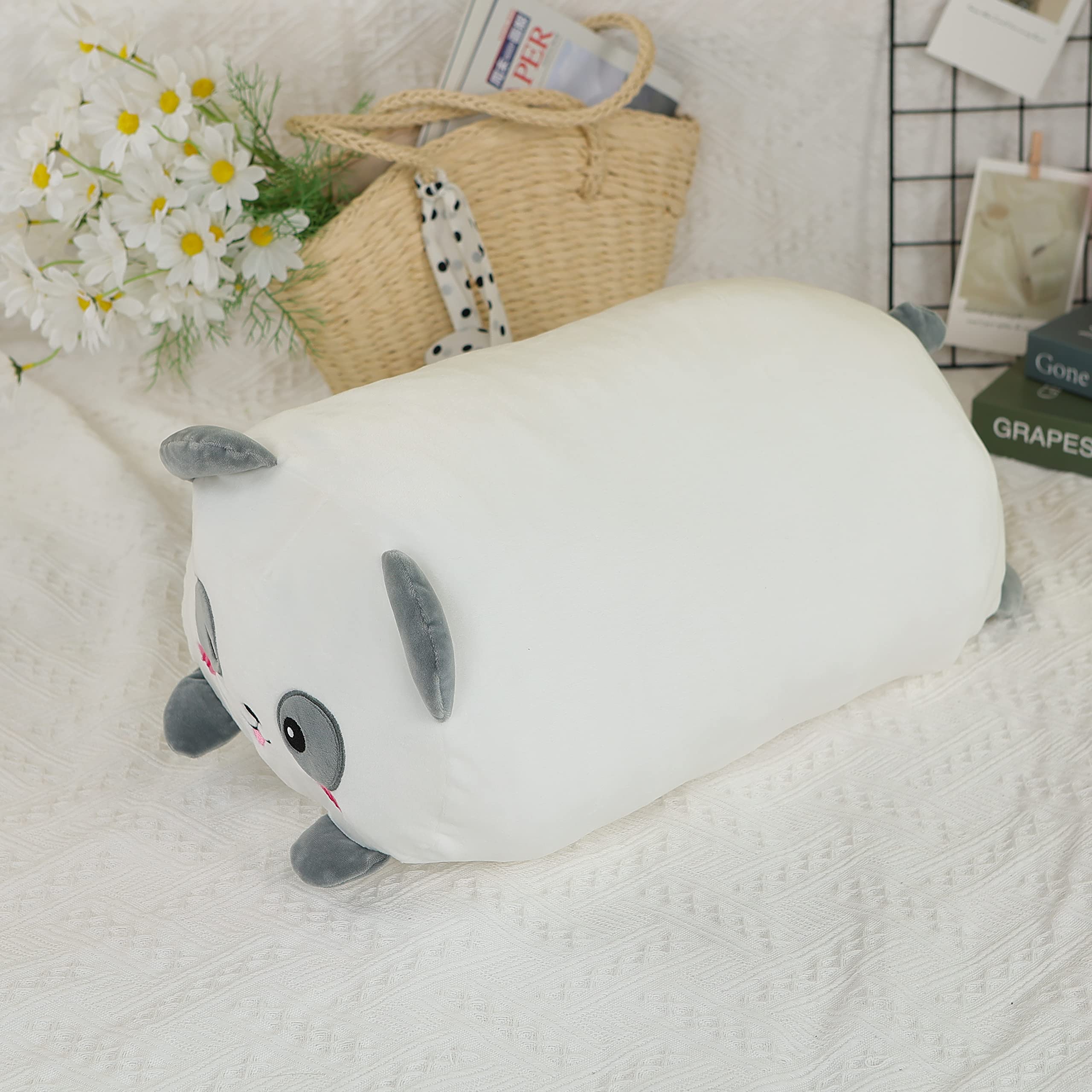 TemBe 23.6 inch Cute Large Panda Plush Stuffed Animal Pillow, Very Soft Squish Mellow Hugging Toy Gifts for Bedding, Kids Sleeping Cute Pillow (Panda)