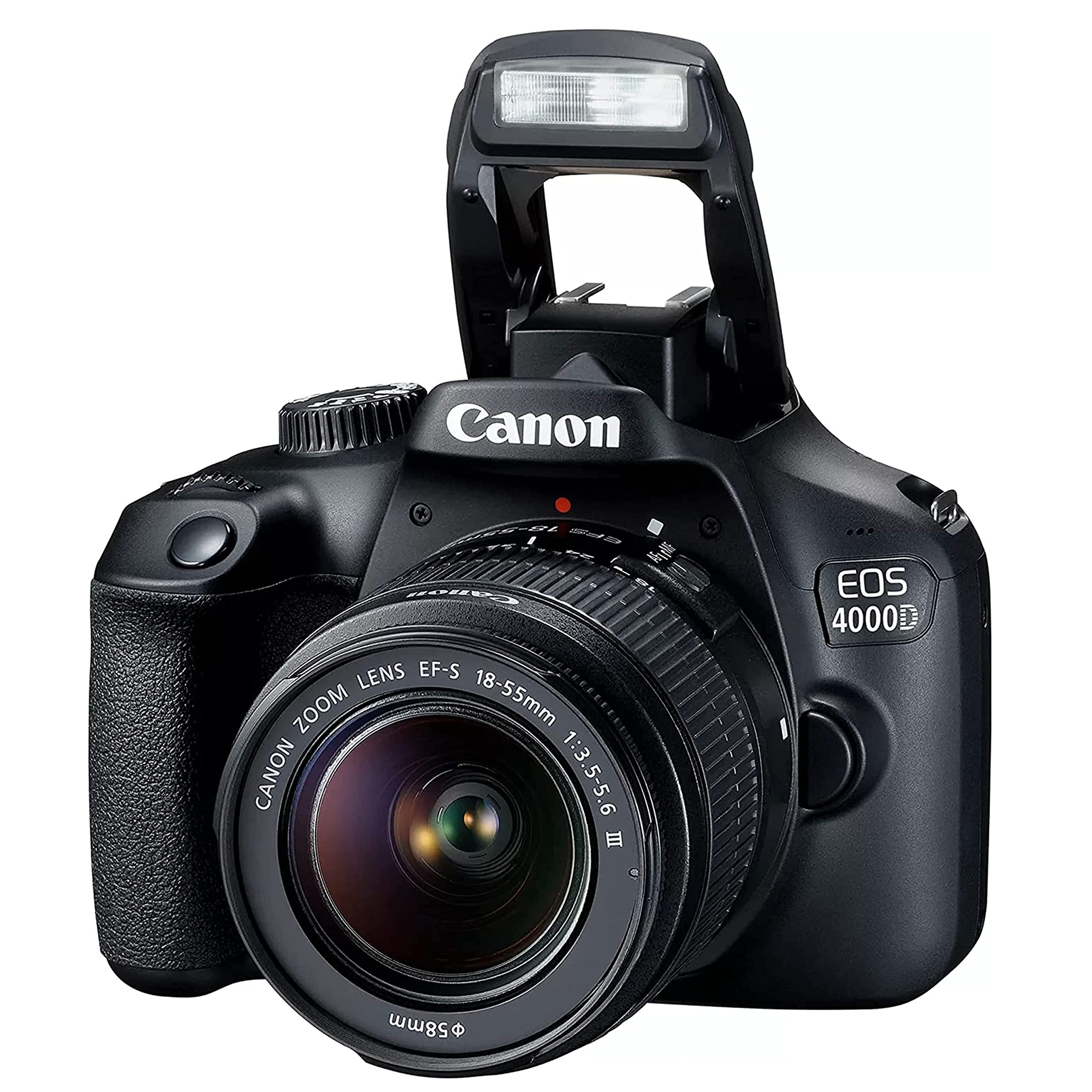 Canon EOS 4000D (Rebel T100) DSLR Camera w EF-S 18-55mm f/3.5-5.6 III + EF-S 55-250mm f/4-5.6 is STM + 500mm f/8 Focus Lenses + 2X 64GB Memory + Case + Filters + Tripod + More (35pc Bundle) (Renewed)