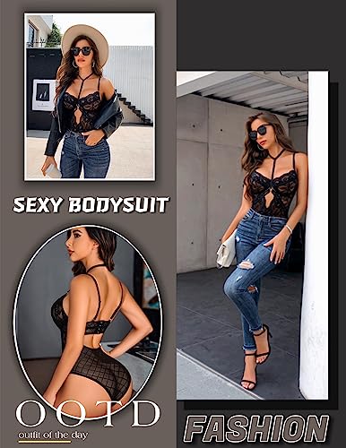 Avidlove Lingerie for Women Floral Lace Cut Out Teddy Bodysuit One Piece Teddies Babydoll
