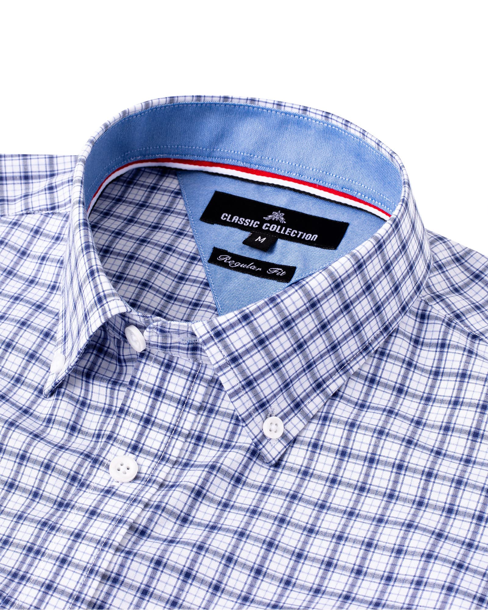 Alimens & Gentle Men's Plaid Button Down Shirts Cotton Long Sleeve Dress Shirts Regular Fit Gingham Shirts