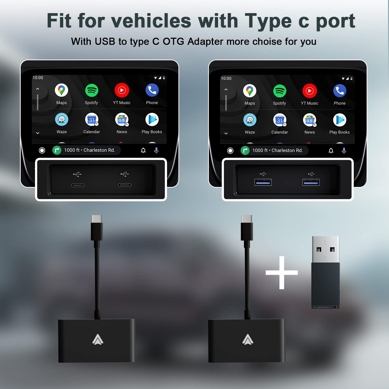 WQQBFF Wireless Android Auto Car Adapter,Android Phones Converts Wired Android Auto to Wireless - Direct Plug-in Type-c Adapter, Android Auto Wireless Adapter AI Box for Car with OEM(Black)