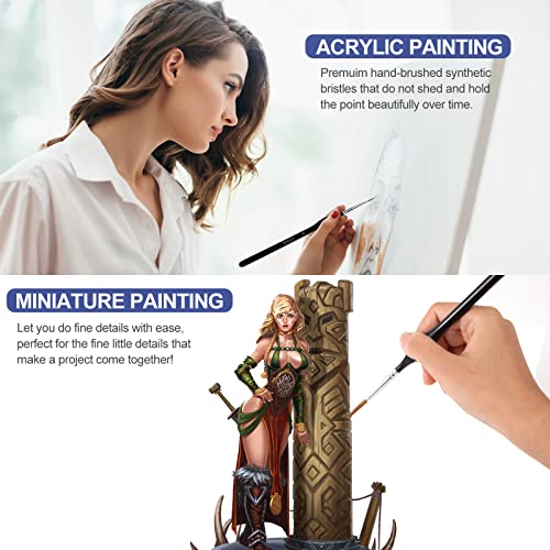 10Pack Detail Paint Brush Set - Premium Miniature Paint Brushes, Fine Detial Paint Brushes for Warhammer 40k Miniature Figures, Fine Detailing by OYAOL