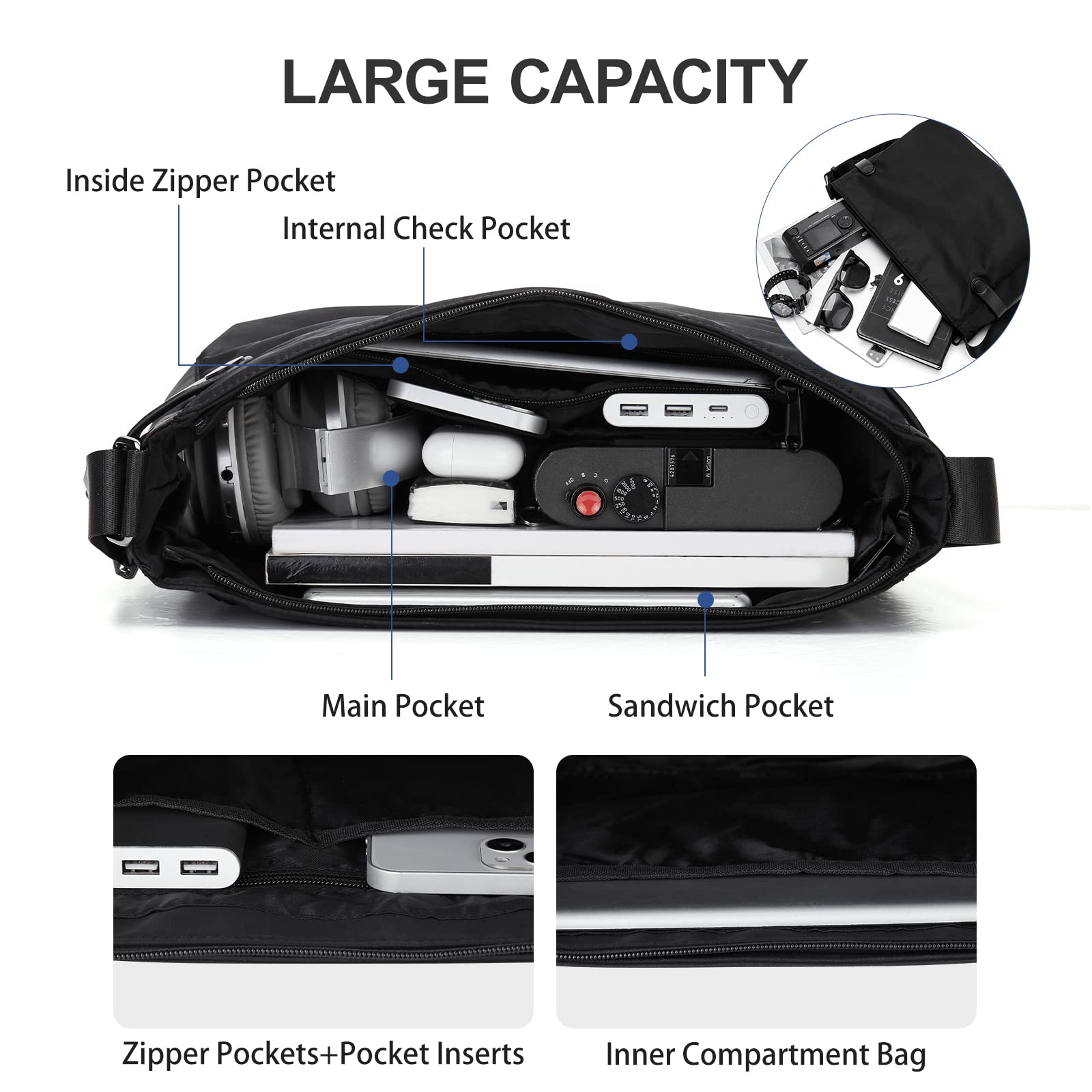 suradar Messenger Bag for Men 14 Inch Laptop Satchel Computer Briefcase Womens Crossbody Bag