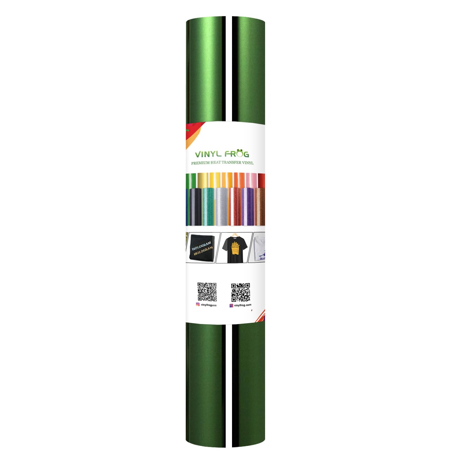 VINYL FROG Metallic Foil HTV Vinyl Roll 12"x5ft Dark Green Chrome Heat Transfer Vinyl Iron on Vinyl Easy to Cut & Weed DIY Heat Press Design for T-Shirts