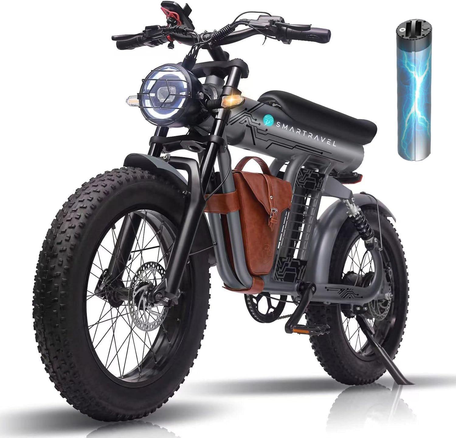 SMARTRAVEL 20" Fat Tire Electric Bike with Removable 48V 23.2 Ah Lithium Battery, 1200W Electric Bicycle E-Bike Ebike Regenerative Cool Motorcycle, with Free Bicycle Riding Accessories for Women Men
