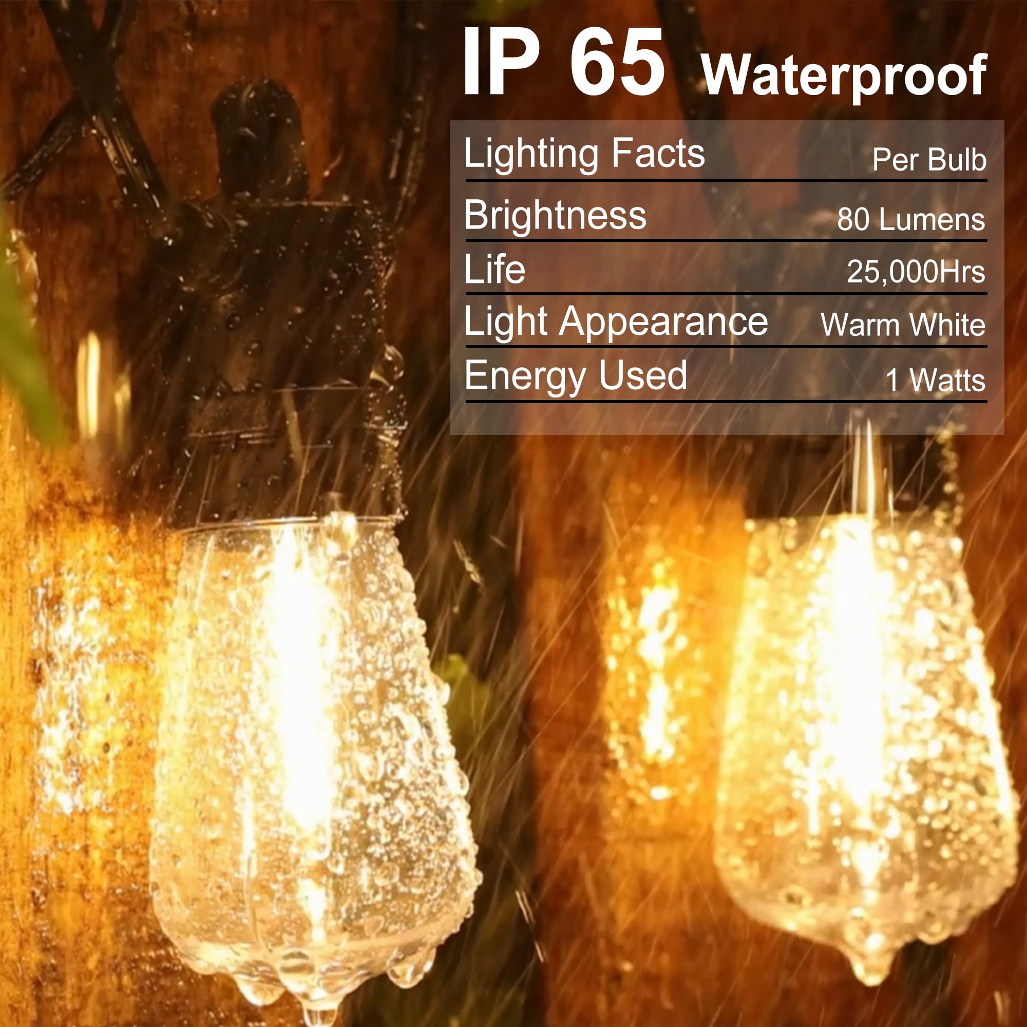 LONIUTO Outdoor Solar String Lights, 50 FT Solar Powered LED String Outdoor Lights Waterproof & Shatterproof, Patio Solar Hanging Lights with 15 Bulbs, Decorative Lights for Outdoor Backyard