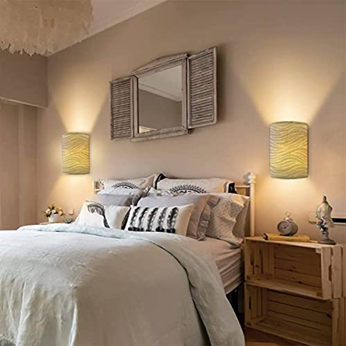 CAKOJV188 Battery Operated Wall Sconces Wireless Wall Lamp Fixtures saemless Abstract Grey White Dimmable Wall Lights for Bedroom Living Room Hallway Set of 2