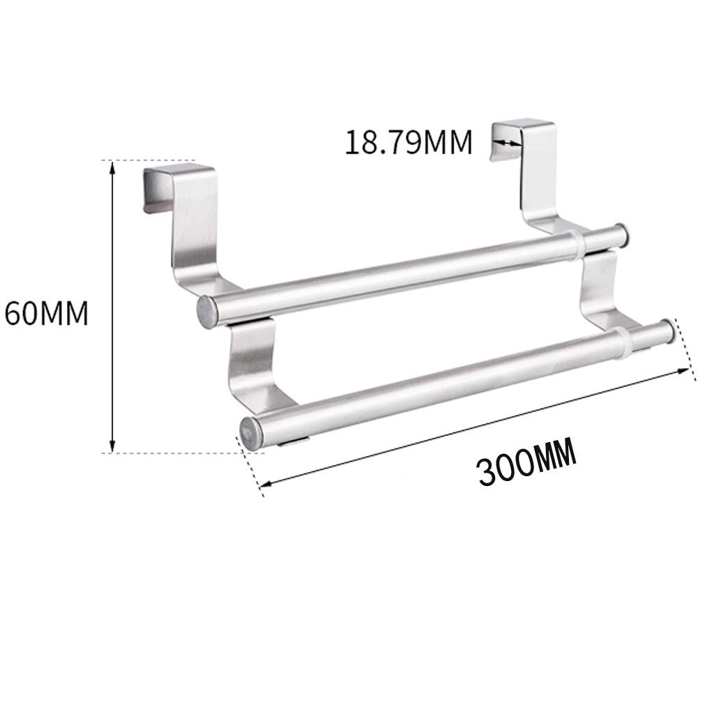 INDYAH Towel Racks,Double Tea Towel Holder for Hanging Over The Kitchen Cupboard Door - Towel Rack - No Drilling Necessary - Also Suitable As a Bath Towel Holder