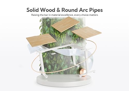 INNOVAR Solid Wood Triple Motor L Shaped Standing Desk, 63 x 55 inch Corner Stand Up Desk, Adjustable Height Home Office Desk, White Frame/Nature Top