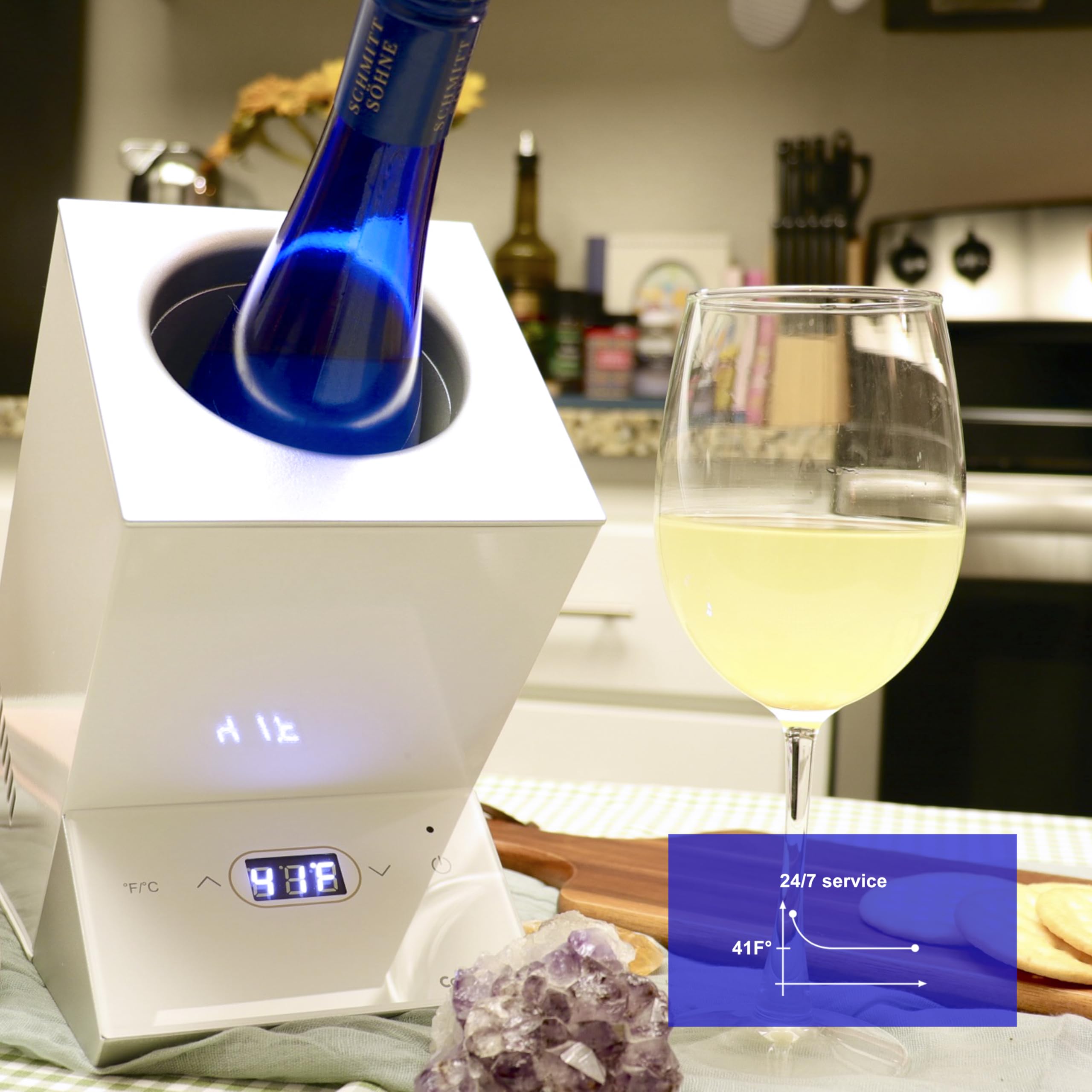Wine Chiller Electric,Cobalance Wine Chillers Bucket for 750ml Red & White Wine or Some Champagne,Single Bottle Wine Cooler on Patio,Portable Iceless Chiller for Poolside Party,Gift Set for Wine Lover