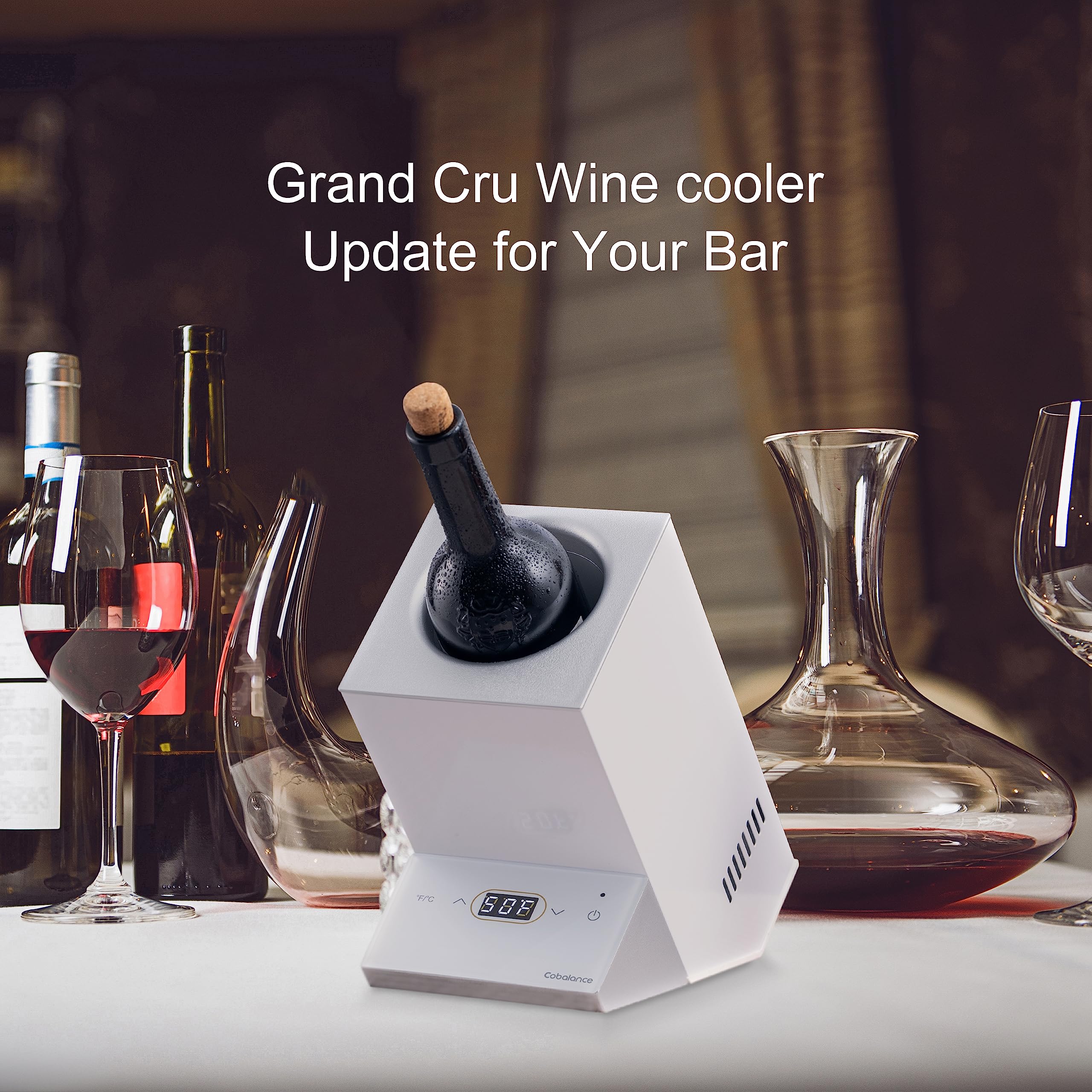 Wine Chiller Electric,Cobalance Wine Chillers Bucket for 750ml Red & White Wine or Some Champagne,Single Bottle Wine Cooler on Patio,Portable Iceless Chiller for Poolside Party,Gift Set for Wine Lover