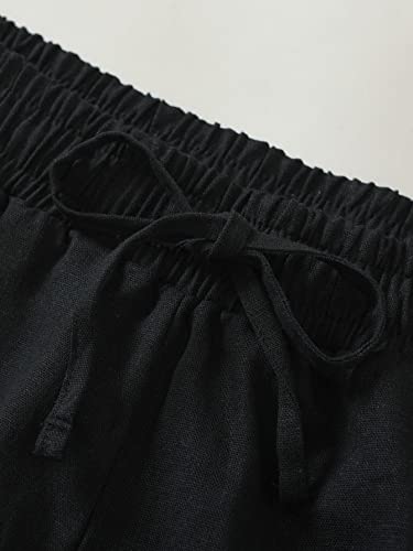 Weintee Women's 7" Inseam Plus Size Linen Shorts with Pockets 2X Black