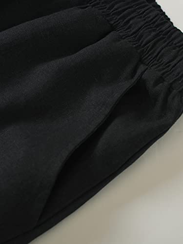 Weintee Women's 7" Inseam Plus Size Linen Shorts with Pockets 2X Black