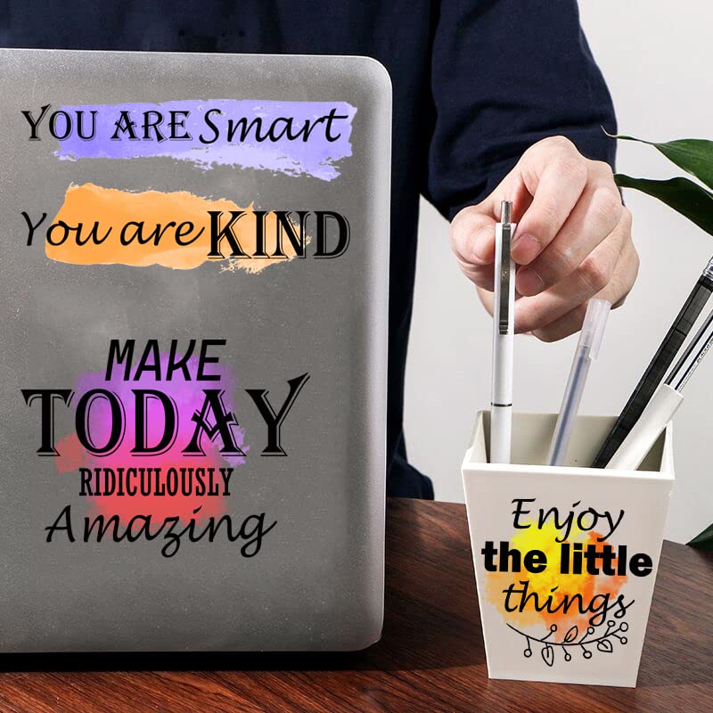 Rub-On Rainbow Quotes & Stickers: Aesthetic Motivational & Thought-Provoking Decals (DIY Party Pack of 17 Pcs - Color1)