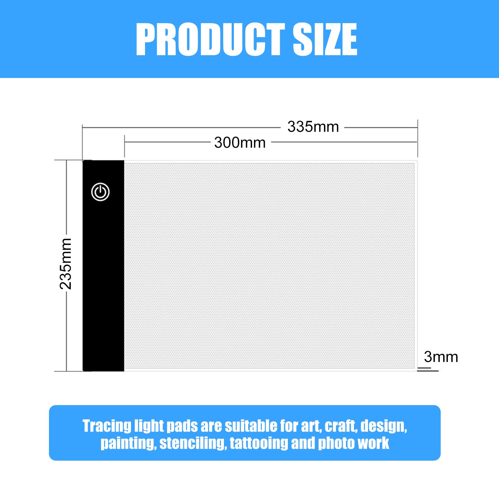 A4 LED Light Pad, 9.3x13.2 Inches Rechargeable Tracing Light Box, Adjustable Brightness Tracing Light Pad with Scale, Diamond Painting Light Board, Light Table for Tracing, Weeding Vinyl, Art (White)
