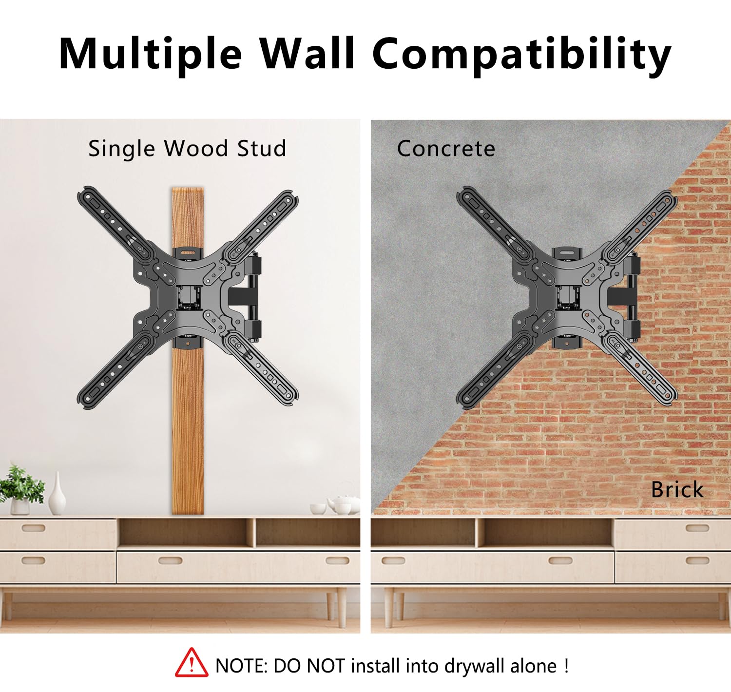 Nuyoah Full Motion TV Wall Mount for Most 26-55 Inches LED OLED 4K TVs, TV Brackets for Wall Mount Swivel Tilts Extension with Perfect Center Design, Articulating Mount Max VESA 400x400mm Up to 77lbs